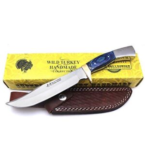 wild turkey handmade real bone handle full tang fixed blade hunting knife w/leather sheath hunting camping fishing outdoors sharp blade (color bone)