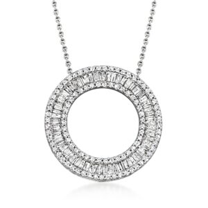 ross-simons 1.00 ct. t.w. diamond circle pendant necklace in sterling silver. 20 inches