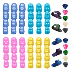 48pcs guitar finger protector guitar fingertip protectors 4 sizes silicone finger guards cover 5pcs thumb and forefinger picks for ukulele electric guitar and10 guitar picks