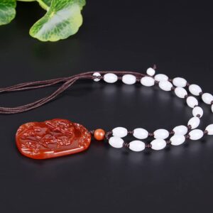 Women's Necklaces Men's Necklaces Hand carving Zodiac Necklace Pendant Made of agate Gemstone Horoscope Animal Sign Amulet Free adjustment of necklace (Dog，Sociable)