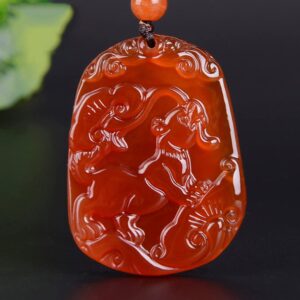 Women's Necklaces Men's Necklaces Hand carving Zodiac Necklace Pendant Made of agate Gemstone Horoscope Animal Sign Amulet Free adjustment of necklace (Dog，Sociable)