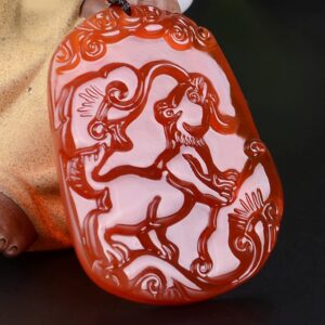 Women's Necklaces Men's Necklaces Hand carving Zodiac Necklace Pendant Made of agate Gemstone Horoscope Animal Sign Amulet Free adjustment of necklace (Dog，Sociable)