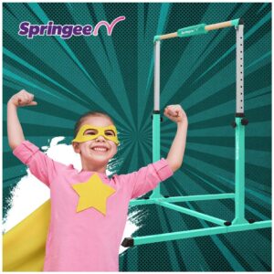 Springee Adjustable Height Team Gymnastics Bar - Gymnastics Equipment for Home - Kip Bar (Teal)