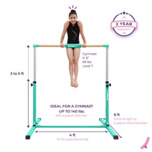 Springee Adjustable Height Team Gymnastics Bar - Gymnastics Equipment for Home - Kip Bar (Teal)