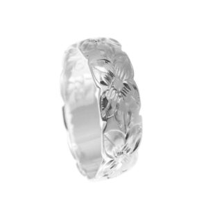 Arthur's Jewelry 925 sterling silver Hawaiian plumeria flower all around 6mm band ring size 9