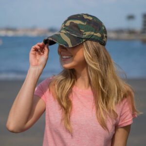 Funky Junque Distressed Baseball Cap Bundle: Camo Black & Camo Green