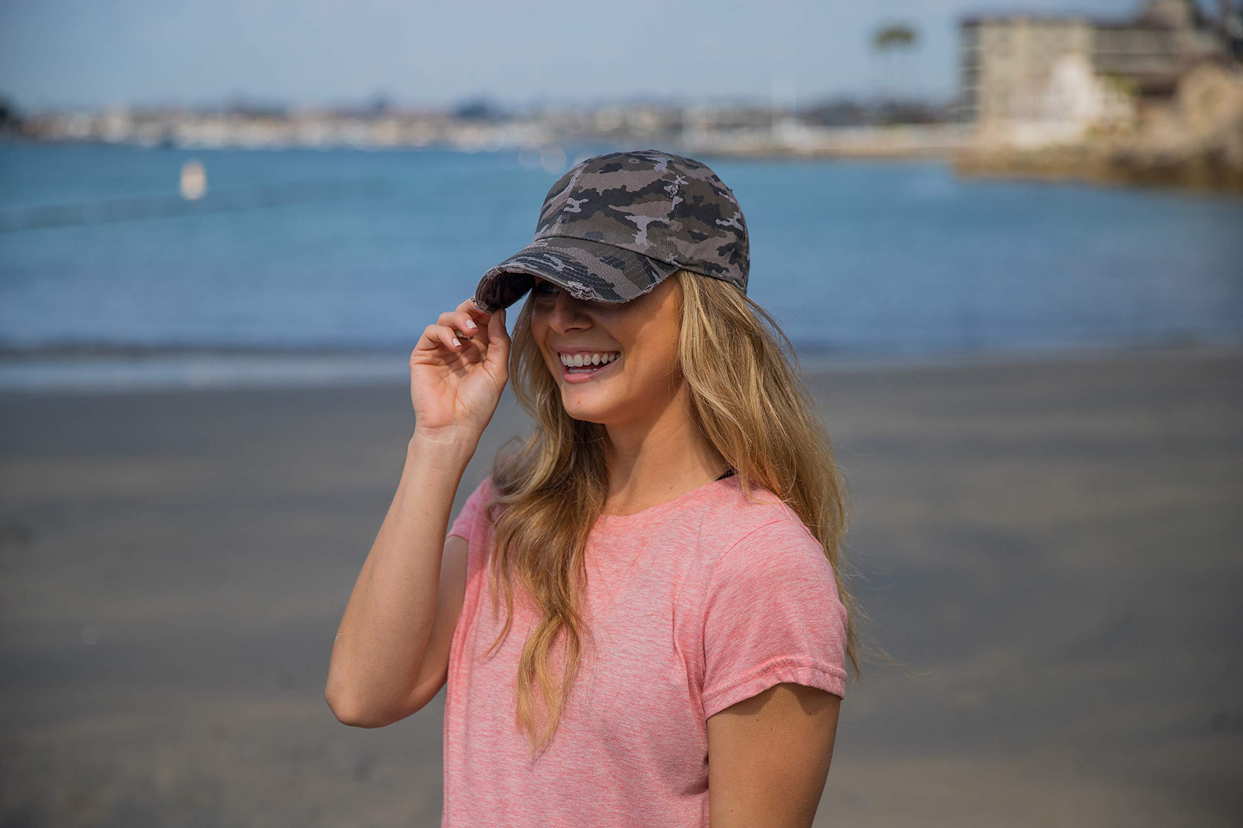 Funky Junque Distressed Baseball Cap Bundle: Camo Black & Camo Green