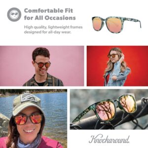 Knockaround Paso Robles Polarized Sunglasses for Women & Men - Impact Resistant Lenses & Full UV400 Protection, Grey Tortoise Shell Frames/Rose Gold Reflective Lenses