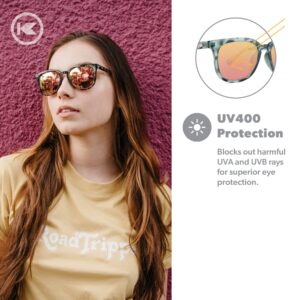 Knockaround Paso Robles Polarized Sunglasses for Women & Men - Impact Resistant Lenses & Full UV400 Protection, Grey Tortoise Shell Frames/Rose Gold Reflective Lenses