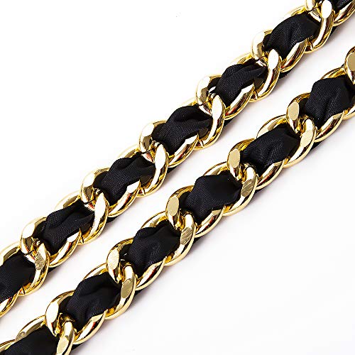 Jurxy Alloy Waist Chain Body Chain Weave Rope Winding Twist Chain for Women Waist Belt Pendant Belly Chain Adjustable Body Harness for Jeans Dresses - S size – Black and Gold