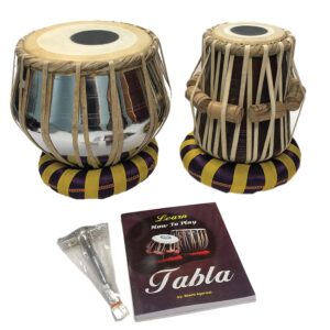 satnam steel bayan hand crafted steel tabla drum set for student and beginners with tabla set gig bag | tabla set hammer | tabla set - music book | tabla cushions & cover - made in india