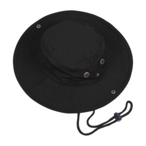 Bucket Hat Hiking Fishing Wide Brim UV Sun Protection Safari Unisex Boonie (Black, Small/Medium)