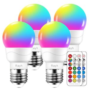 color changing light bulb, rgb led light bulbs with remote control, dimmable 5w, 500lm, e26 screw base bulbs, decorative flood lights, mood light -timing,12 color choices, great for home, stage, party