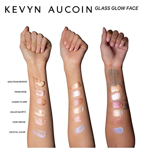 Kevyn Aucoin Glass Glow Face, Prism Rose: Multi-purpose universal dewy highlighter for face and body. Creates glowing youthful-looking hydrated skin with a glassy complexion. Makeup artist go to.