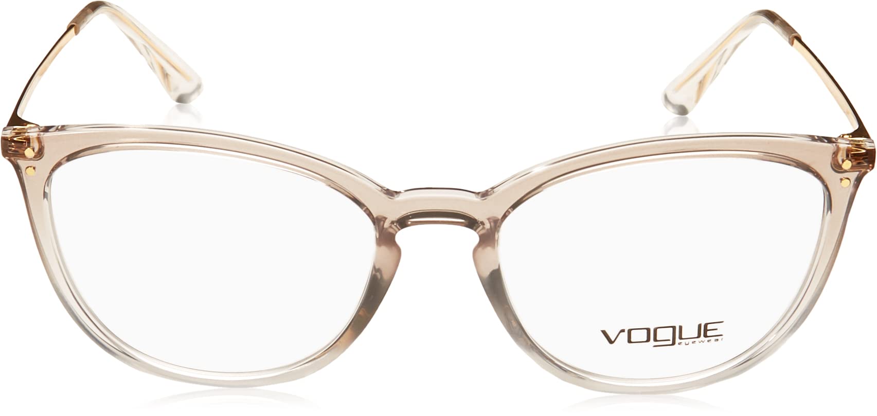 Vogue Eyewear Women's VO5276 Cat Eye Prescription Eyeglass Frames, Grad Brown/Crystal/Demo Lens, 53 mm