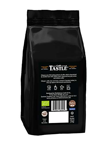 Cafe Tastle Ethiopia Medium-Dark Roast 100% Arabica Whole Bean Coffee, 8.82 oz (Pack of 12)