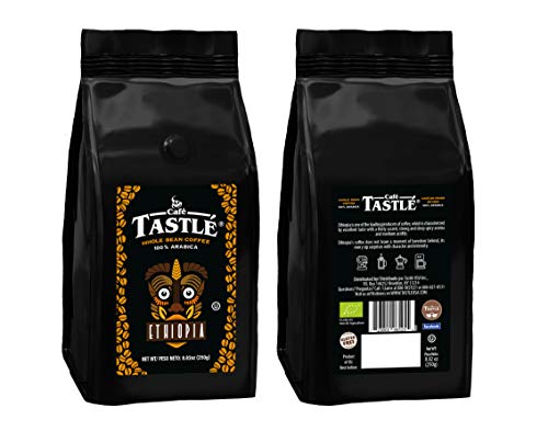 Cafe Tastle Ethiopia Medium-Dark Roast 100% Arabica Whole Bean Coffee, 8.82 oz (Pack of 12)