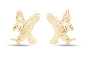 eagle stud earrings in 14k yellow gold over sterling silver