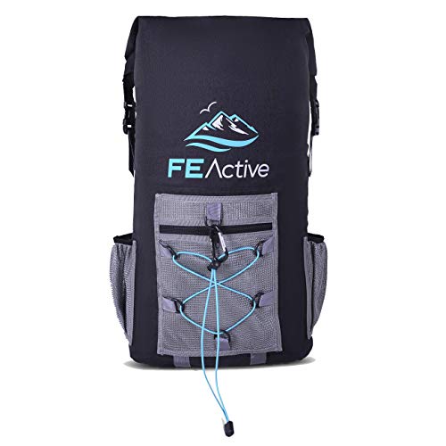 FE Active Waterproof Cooler Backpack - 35L Ice Soft Cooler Dry Backpack, Insulated Cooler Bag. Great Beach Bag, Fishing Bag & Ice Chest. Compact for Camping & Backpacking | Designed in California, USA