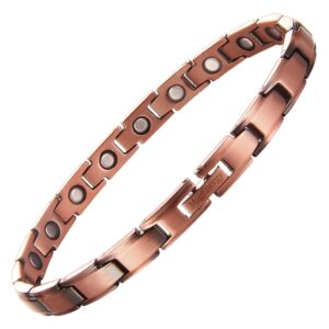 magenergy copper bracelets for women 99.9% pure copper magnetic link bracelet, 8.5 inches adjustable bracelet jewelry box with sizing tool(plain style)