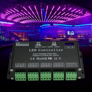 12 Channel DMX Decoder, AZIMOM RGB LED Light Strip Controller dmx512 Decoder Dimmer Driver DC5V-24V LED Module Light