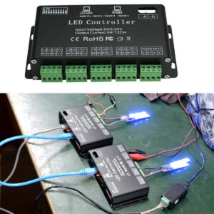 12 Channel DMX Decoder, AZIMOM RGB LED Light Strip Controller dmx512 Decoder Dimmer Driver DC5V-24V LED Module Light