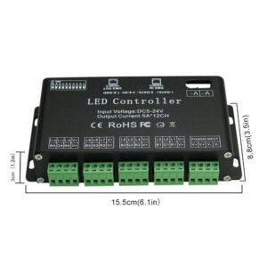 12 Channel DMX Decoder, AZIMOM RGB LED Light Strip Controller dmx512 Decoder Dimmer Driver DC5V-24V LED Module Light