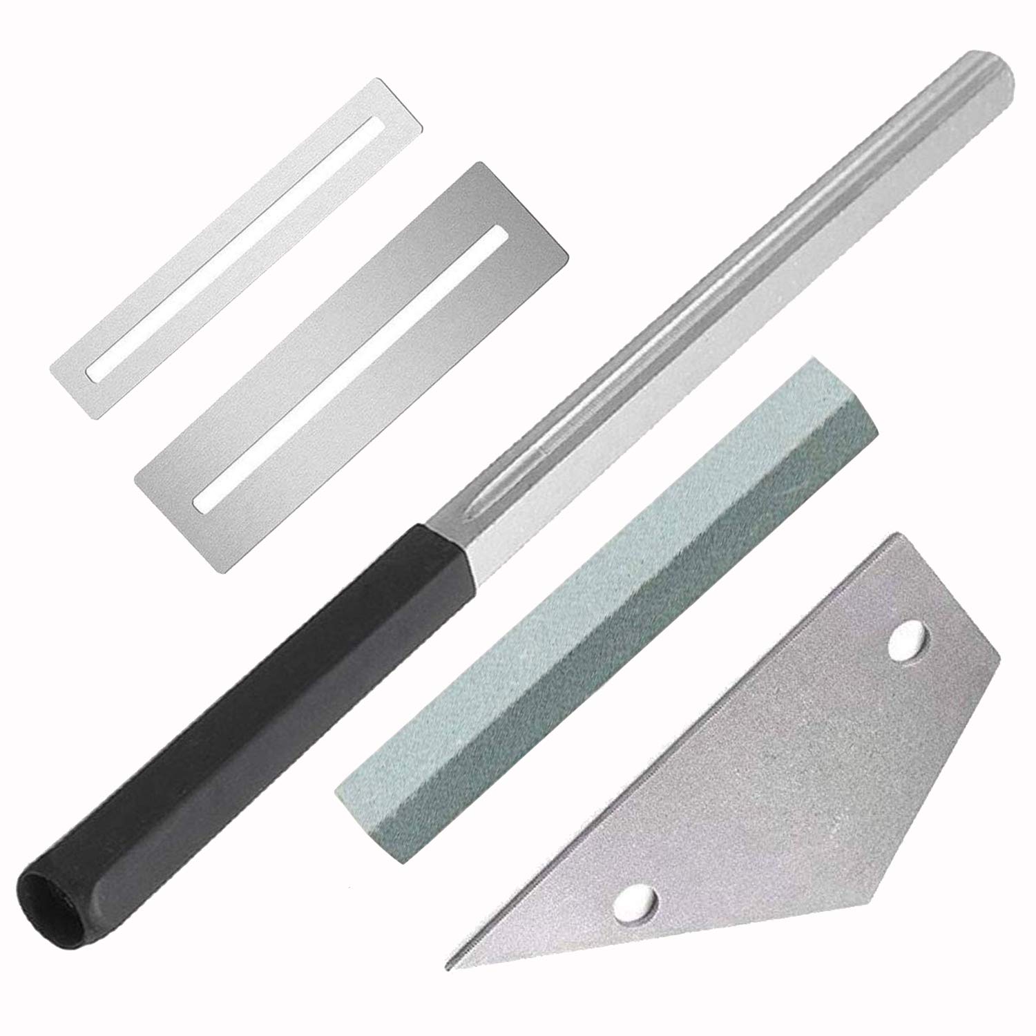 Buytra Guitar Repairing & Luthier Tools,Guitar Fret Crowning File 3 Edges Dressing File Stainless Steel Fret Rocker, Fingerboard Guards Protectors and Grinding Stone