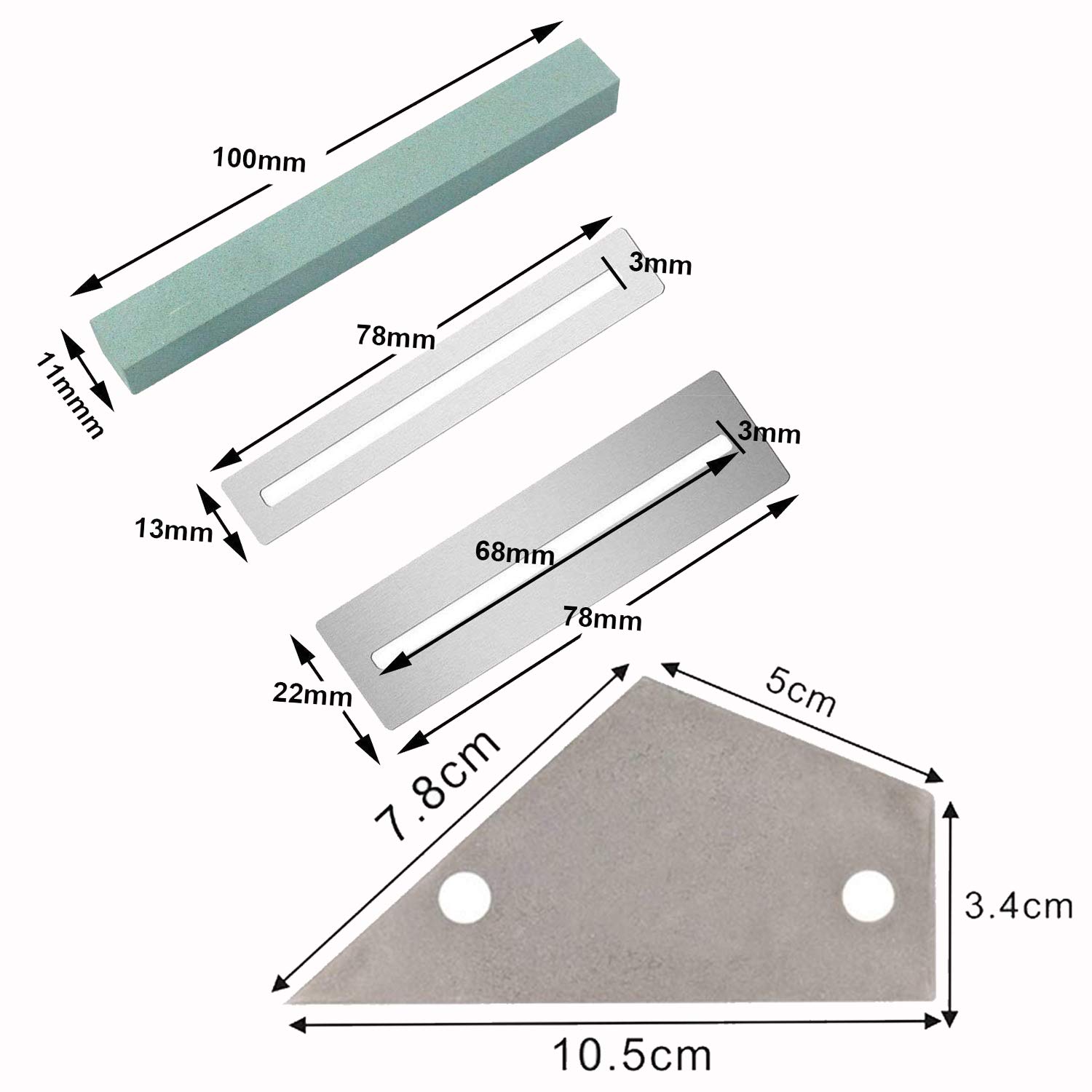 Buytra Guitar Repairing & Luthier Tools,Guitar Fret Crowning File 3 Edges Dressing File Stainless Steel Fret Rocker, Fingerboard Guards Protectors and Grinding Stone