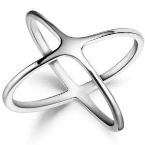 jude jewelers stainless steel cross wrap promise statement wedding anniversary ring (silver, 9)