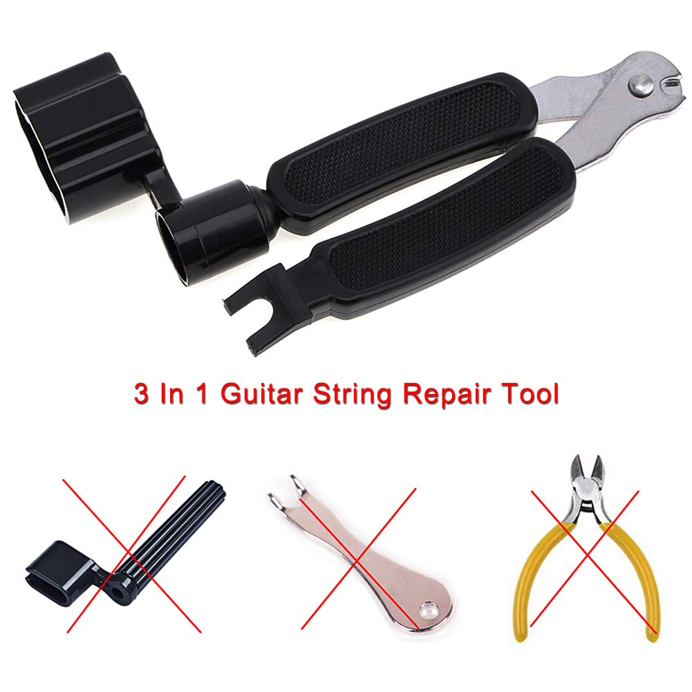 CJRSLRB 3Pack Guitar String Winder Guitar String Cutter and Bridge Pin Puller, 3 in 1 Guitar Tool Guitar Accessories