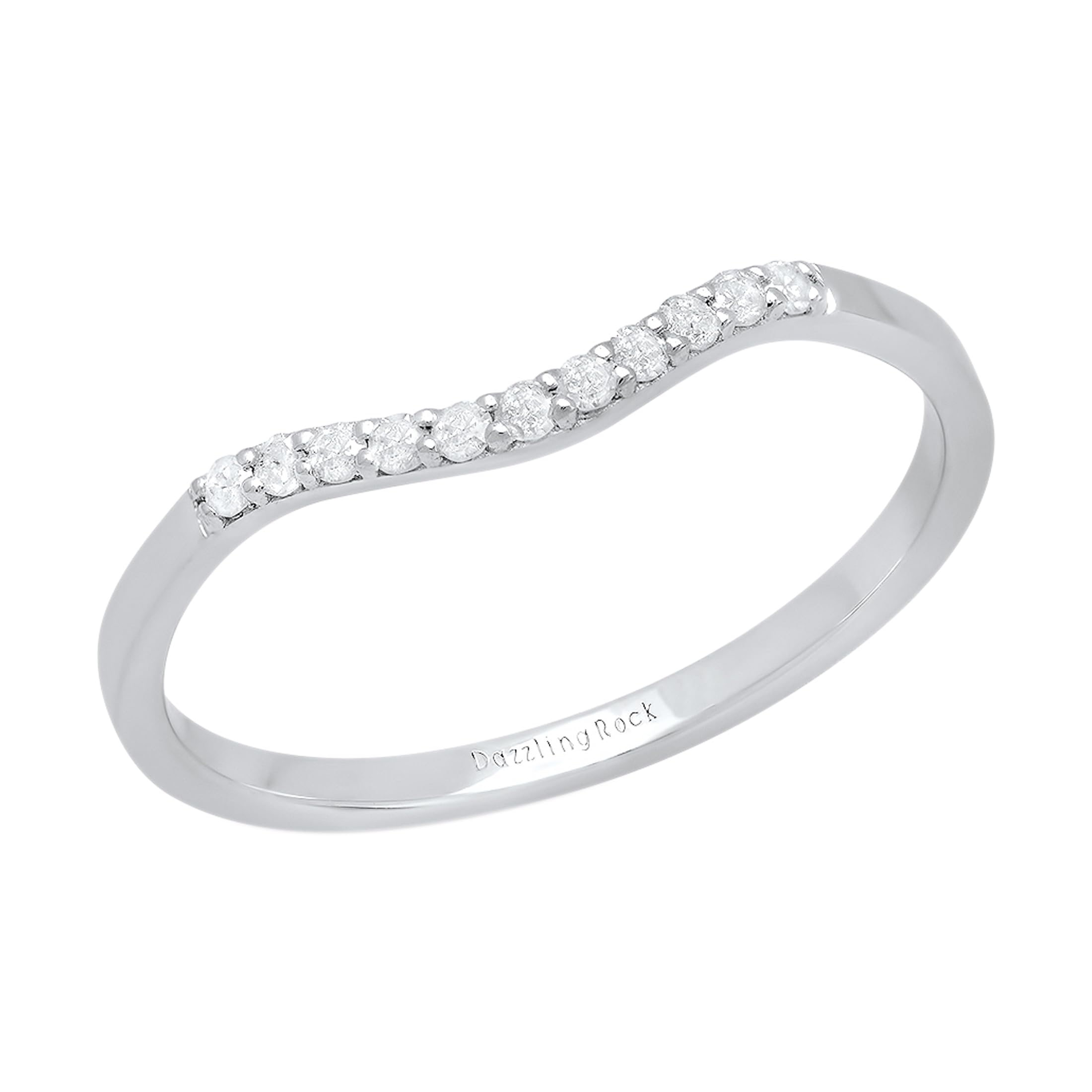 Dazzlingrock Collection Round White Diamond 11 Stone Contour Stackable Wedding Band for Women in 925 Sterling Silver Size 5