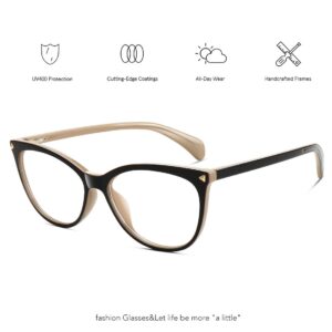 MEETSUN Non Prescription Glasses Frames For Women，Retro Cateye Fake Eyeglasses HD Clear Lens (Dark Brown Frame Clear Lens)