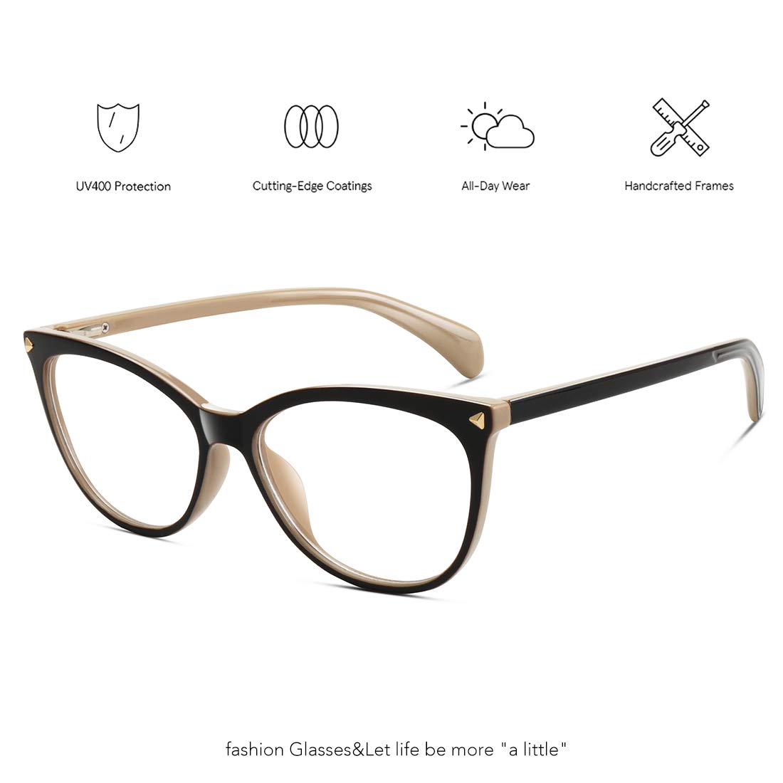 MEETSUN Non Prescription Glasses Frames For Women，Retro Cateye Fake Eyeglasses HD Clear Lens (Dark Brown Frame Clear Lens)