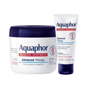 aquaphor healing ointment advanced therapy skin protectant skin care set, body moisturizer for dry skin, minor cuts and burns, dry cuticles, cracked heels, hands and lips, 14 oz jar + 1.75 oz tube