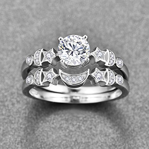 AVECON Women's Platinum Plating Sterling Silver Wedding Engagement Ring Band Set 1.25 Carat Round Brilliant Cubic Zirconia