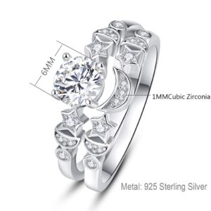 AVECON Women's Platinum Plating Sterling Silver Wedding Engagement Ring Band Set 1.25 Carat Round Brilliant Cubic Zirconia