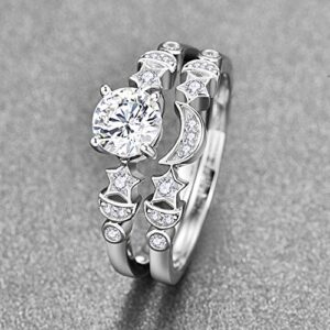 AVECON Women's Platinum Plating Sterling Silver Wedding Engagement Ring Band Set 1.25 Carat Round Brilliant Cubic Zirconia