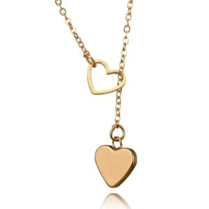 Olbye Gold Heart Necklace Choker Minimal Drop Necklace Jewelry for Women Simple Y Necklace (1 Layer)