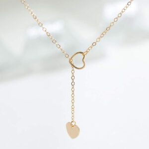 Olbye Gold Heart Necklace Choker Minimal Drop Necklace Jewelry for Women Simple Y Necklace (1 Layer)