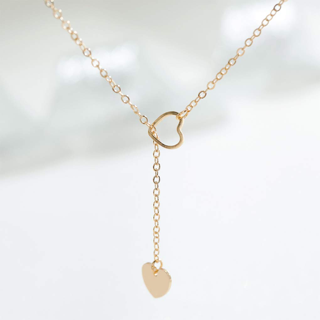 Olbye Gold Heart Necklace Choker Minimal Drop Necklace Jewelry for Women Simple Y Necklace (1 Layer)