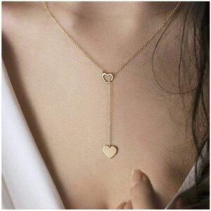 Olbye Gold Heart Necklace Choker Minimal Drop Necklace Jewelry for Women Simple Y Necklace (1 Layer)