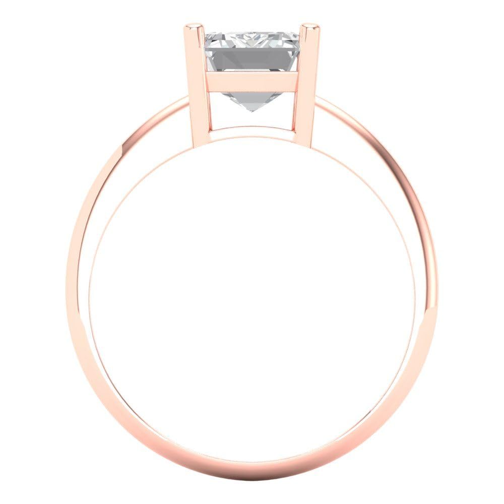 Clara Pucci 2.5ct Radiant Cut Solitaire Genuine Moissanite Wedding Bridal Designer Anniversary Engagement Ring in 14k Rose Gold for Women