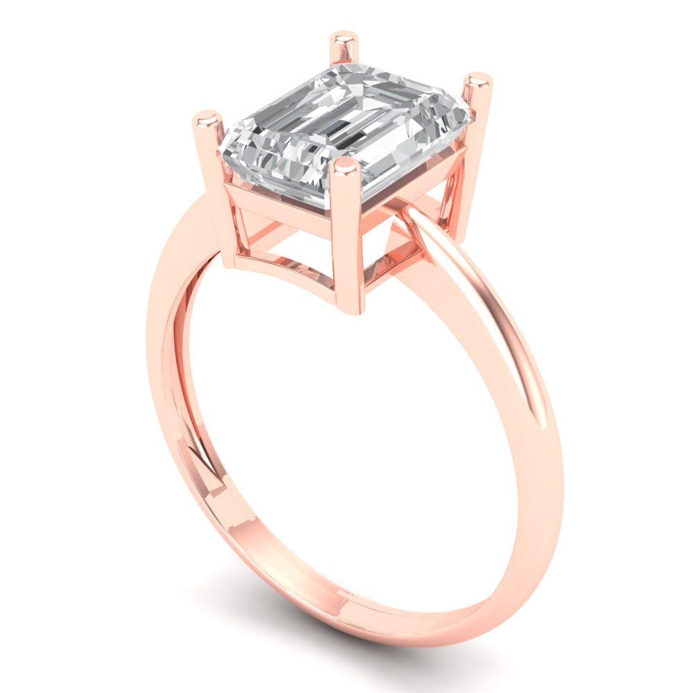 Clara Pucci 2.5ct Radiant Cut Solitaire Genuine Moissanite Wedding Bridal Designer Anniversary Engagement Ring in 14k Rose Gold for Women