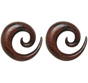 pierced owl organic dark brown sono wood spiral taper plugs, sold as a pair (10mm (00ga))