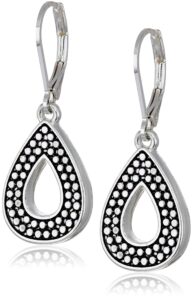 napier women's casual silver teardrop leverback earrings