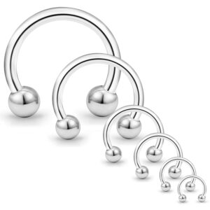 cisyozi 20g 16g 14g 12g 8g 6g septum ring gauges tunnel plug earrings stretching kit surgical stainless steel septum nose eyebrow lip tragus helix cartilage earring hoop smiley piercing jewelry women