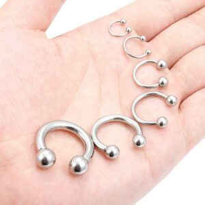 Cisyozi 20G 16G 14G 12G 8G 6G Septum Ring Gauges Tunnel Plug Earrings Stretching Kit Surgical Stainless Steel Septum Nose Eyebrow Lip Tragus Helix Cartilage Earring Hoop Smiley Piercing Jewelry women