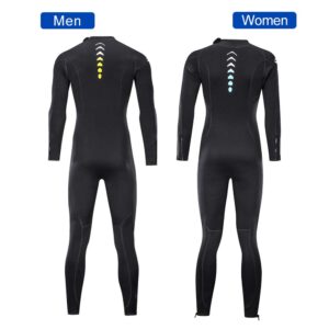 Ultra Stretch 3mm Neoprene Wetsuit, Front Zip Full Body Diving suit, one piece for men & Women-Snorkeling, Scuba Diving Swimming, Surfing