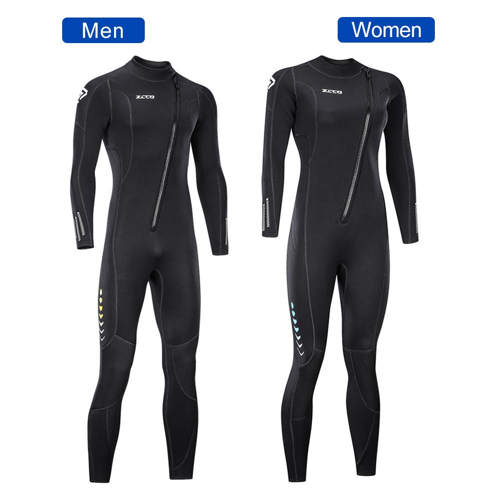 Ultra Stretch 3mm Neoprene Wetsuit, Front Zip Full Body Diving suit, one piece for men & Women-Snorkeling, Scuba Diving Swimming, Surfing